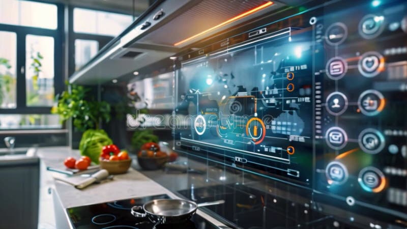 Smart Kitchen Scale Weighing Fresh Vegetables in a Modern Kitchen Stock ...