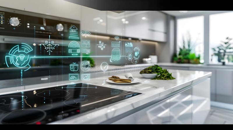 Smart Kitchen Technology Modern Home Automation Interface Stock ...