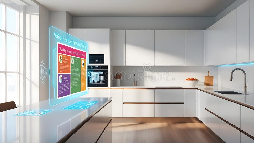 Smart Kitchen Technology Modern Home Interactive Display Sleek Design ...