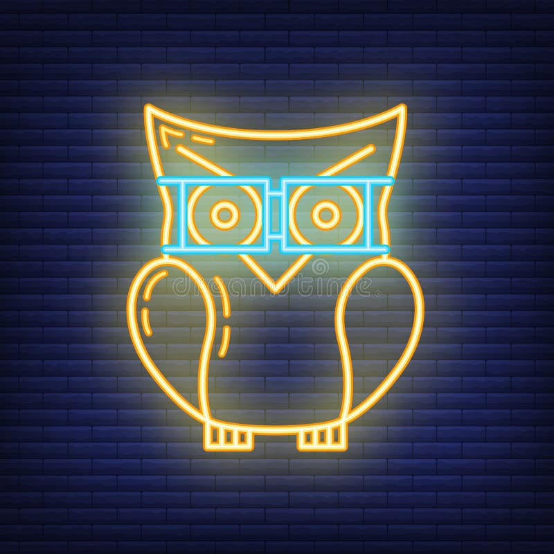 Smart Knowledge Owl Icon Glow Neon Style, Educational Institution ...