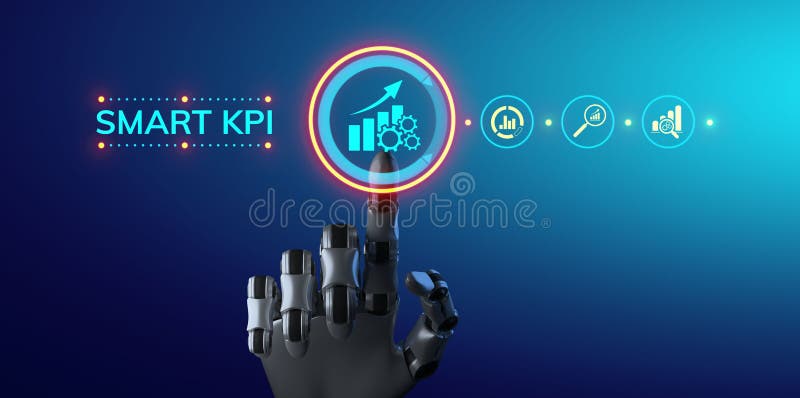 Smart KPI Key Performance Indicator Business Productivity. Robotic Arm ...