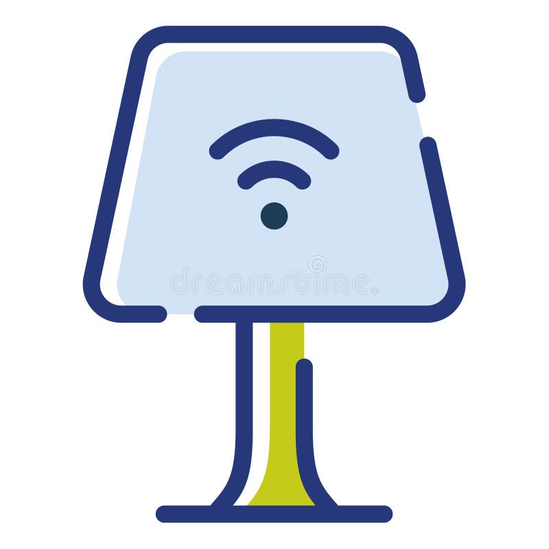 Smart Lamp Iot Single Isolated Icon with Dash or Dashed Line Style ...