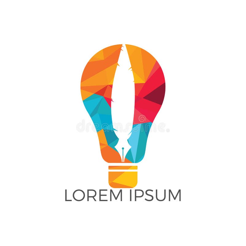 Light Bulb and Pen Logo Design. Stock Vector - Illustration of genius ...
