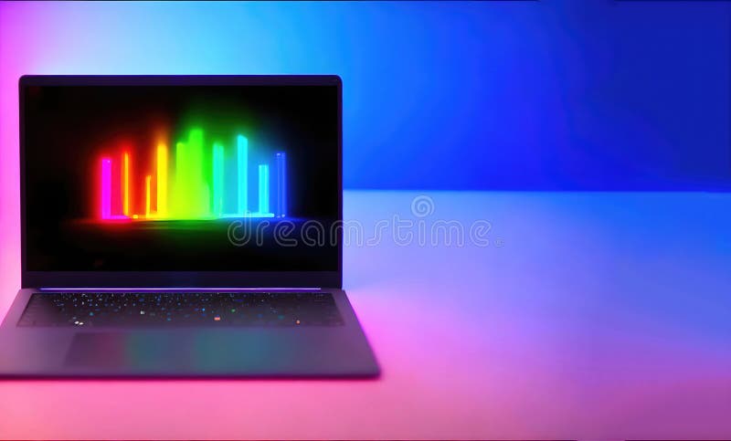 Smart Laptop and Abstract Dot Connect with Gradient Line and Aesthetic ...