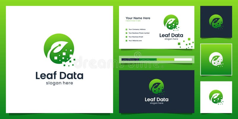 Smart Leaf Digital Logo Design Template. Modern Symbol for Technology ...