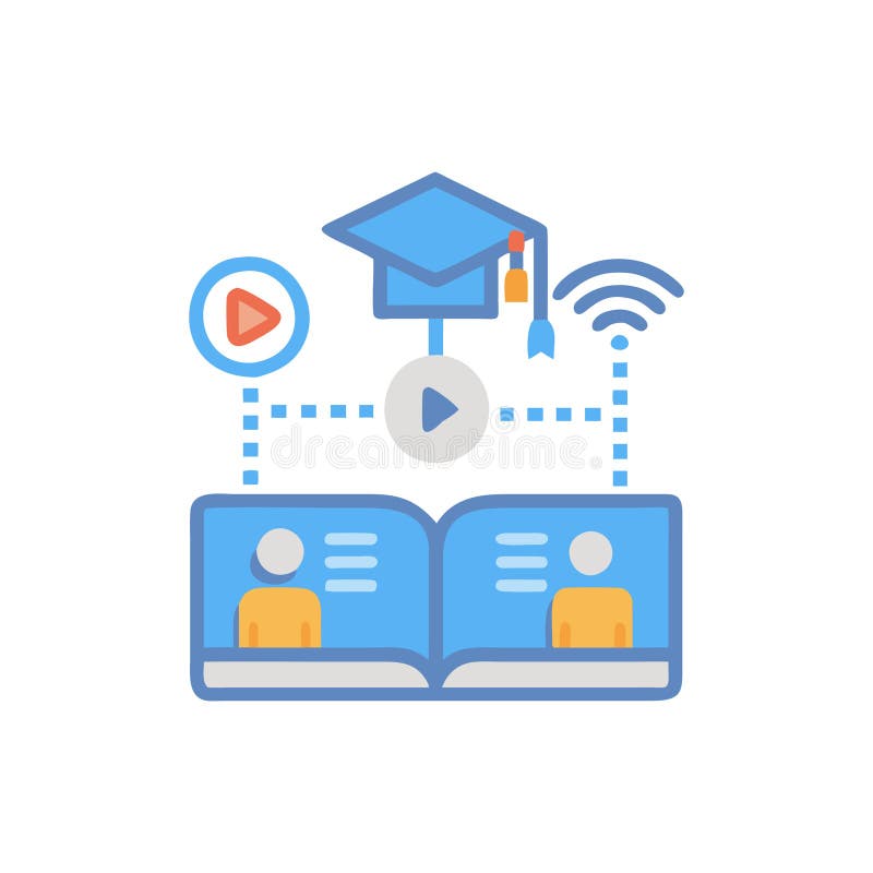 Smart Learning Flat Icon Design Stock Illustration - Illustration of ...