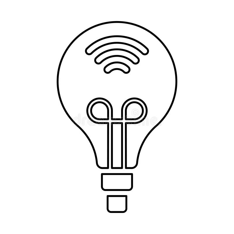 Smart Led Light Bulb Icon in Outline Style Stock Vector - Illustration ...