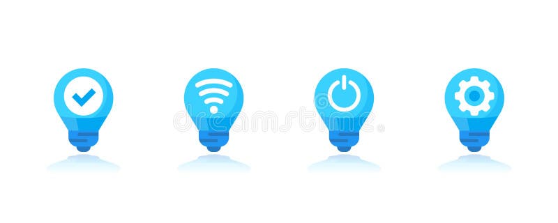 Smart led light bulb icon stock vector. Illustration of concept - 112227287