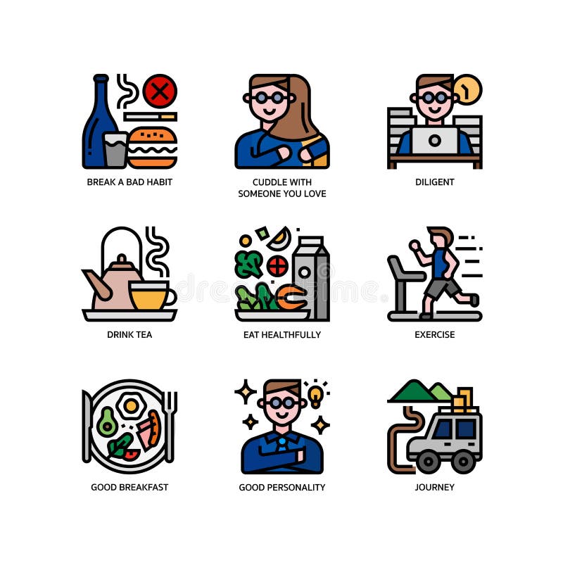 Smart life icons set stock vector. Illustration of walk - 205781685