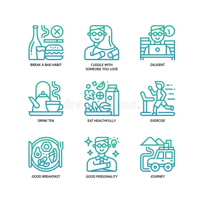 Smart life icons set stock vector. Illustration of journey - 205781691