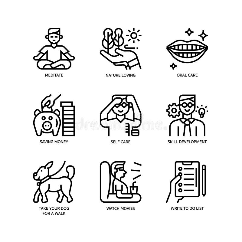 Smart life icons set stock vector. Illustration of self - 205781697