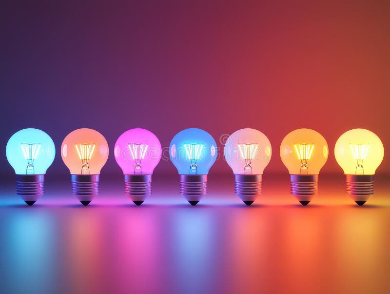 Smart Light Bulbs Connected To a Central System Displaying Vibrant ...