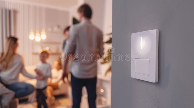 Smart Light Switch on Wall with Family in Background. Generative Ai ...
