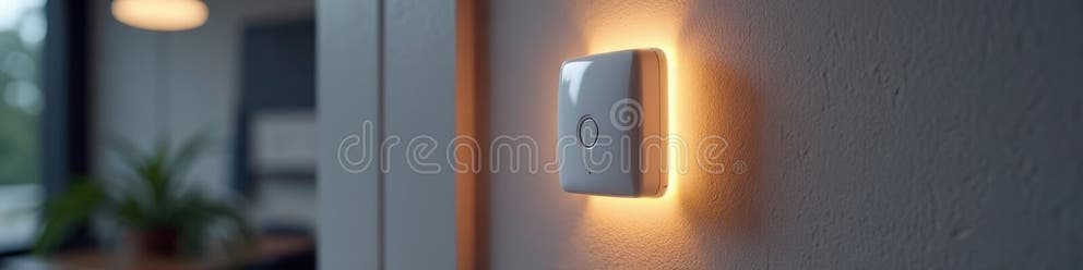Smart Light Switch with Warm Backlight in Modern Room Setting Stock ...