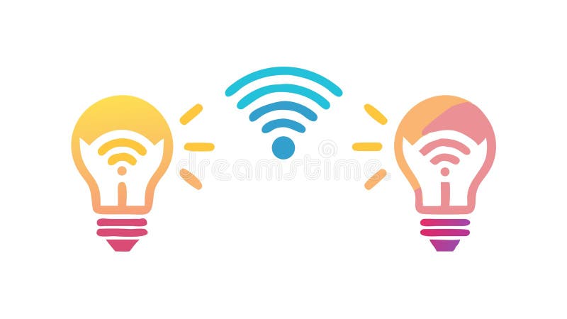 Smart Lightbulbs with WiFi Icon for IoT and Connectivity, Vector Design ...