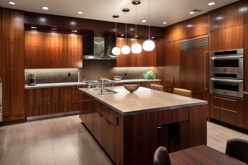 Smart Lighting System Illuminating a Modern Kitchen with Sleek ...