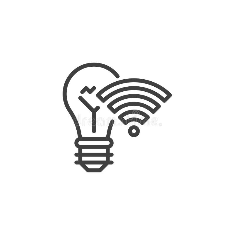 Smart Lighting System Line Icon Stock Illustration - Illustration of ...