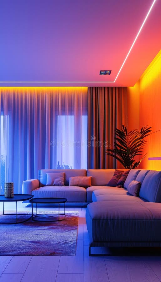 Smart Lighting System Voice Control Stylish Contemporary Living Room ...