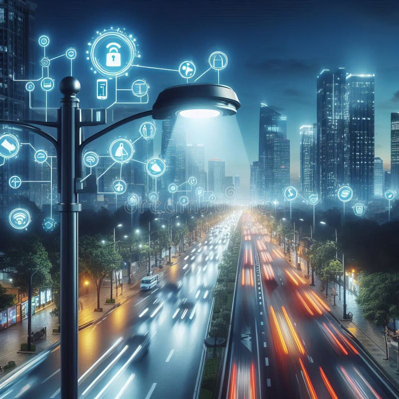 Smart Lighting Systems LED Streetlights that Adjust Brightness B Stock ...