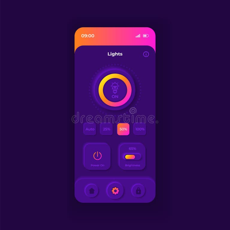Smart Lights Application Smartphone Interface Vector Template. Mobile ...