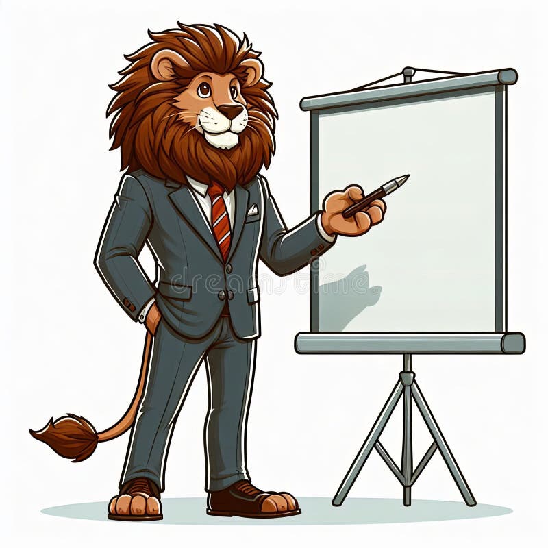 Smart Lion Executive in Office Stock Illustration - Illustration of ...