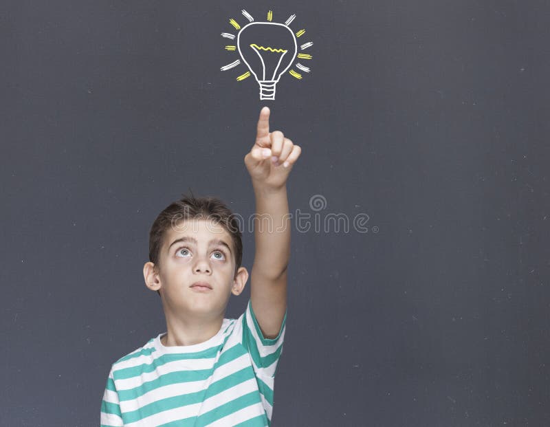 Smart Little Boy Having an Idea Stock Photo - Image of schoolboy, copy ...