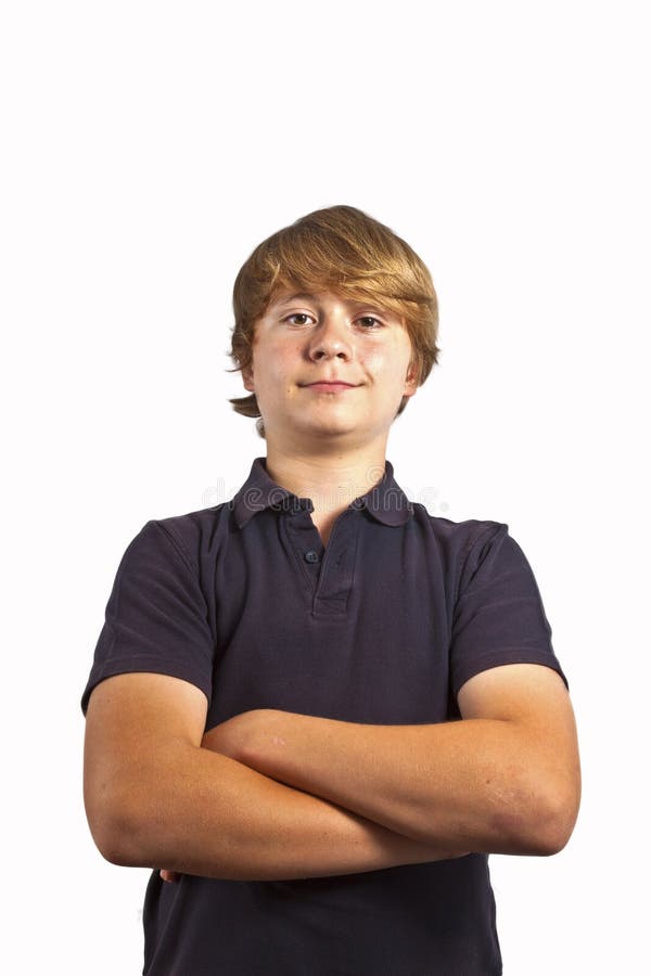 Smart Little Boy Smiling on White Stock Image - Image of adolescent ...