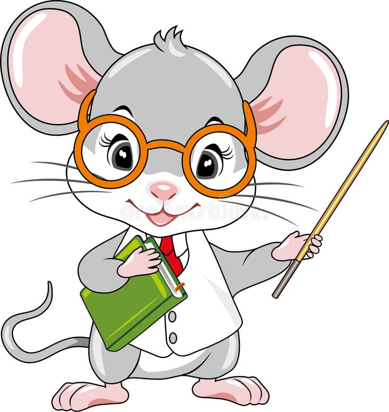 Smart Little Mouse Teacher with a Pointer and a Book in His Hands Stock ...