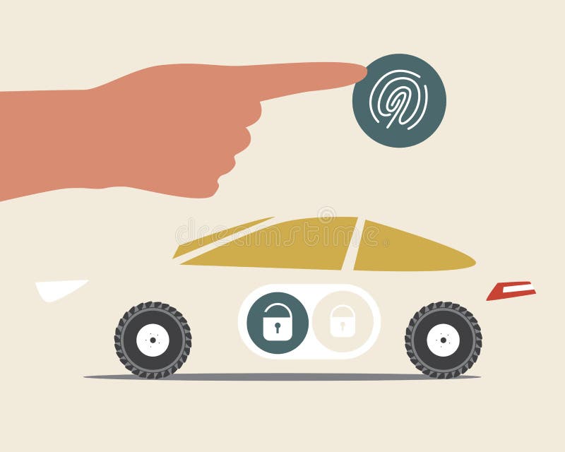 Smart Lock, Car Fingerprint, Flat Vector Stock Illustration, Modern ...