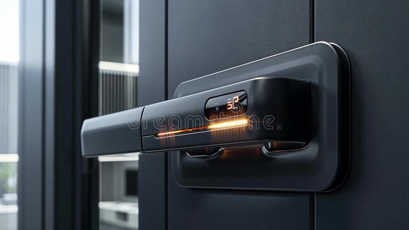 A Smart Lock Displays Its Features in a Modern Home Setting. Stock ...
