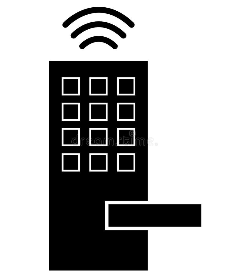 Smart Lock Icon on White Background. Wireless Door Lock Sign. Smart ...