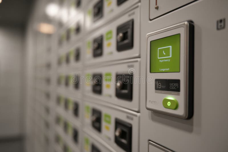 Smart Locker Wall Interface Displaying Delivered Status with Activated ...