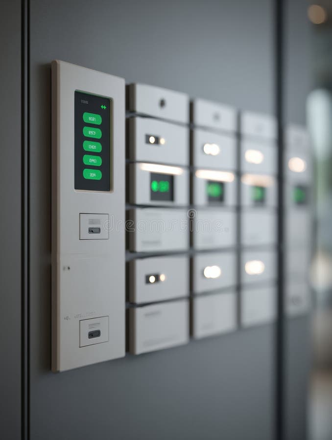 Smart Locker Wall Interface Displaying Delivery Status in a Modern ...