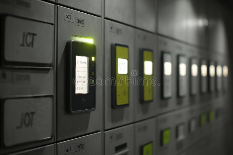 Smart Locker Wall Interface Displays Delivered Status with Illuminated ...