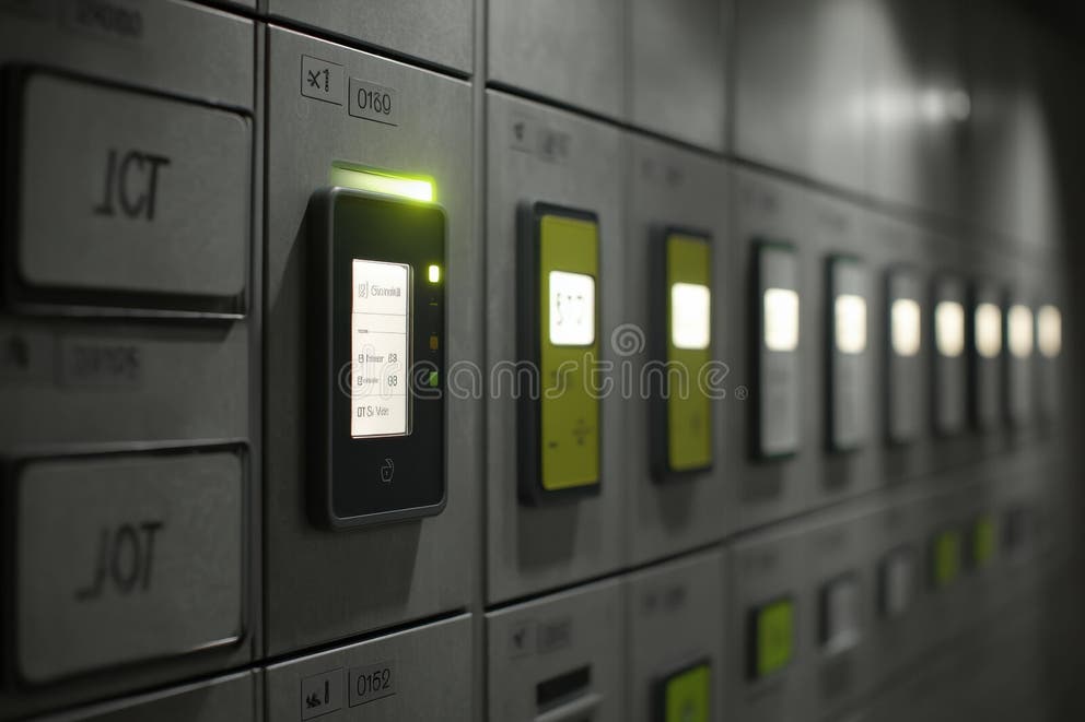 Smart Locker Wall Interface Displays Delivered Status with Illuminated ...