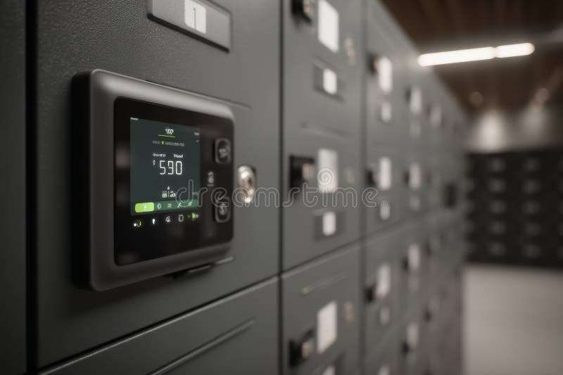 Smart Locker Wall Interface Displays Delivery Status and Illumination ...