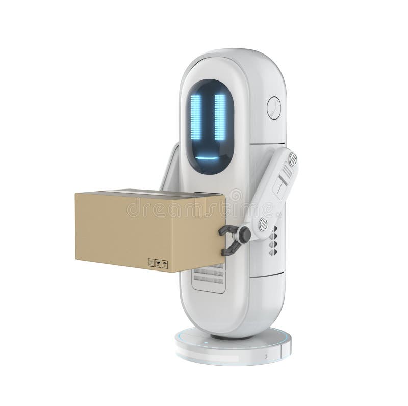 Smart Logistic Concept with Delivery Assistant Robot Send Parcel Box ...