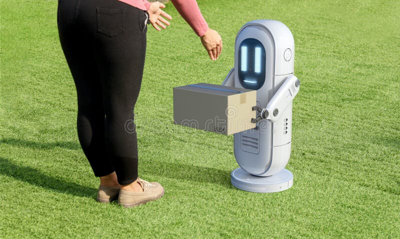 Smart Logistic Concept with Delivery Assistant Robot Send Parcel Box ...