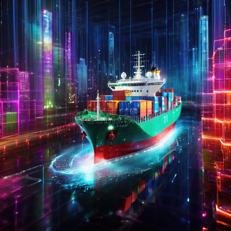 Smart Logistics and Transportation by Sea with Container Ship Digital ...