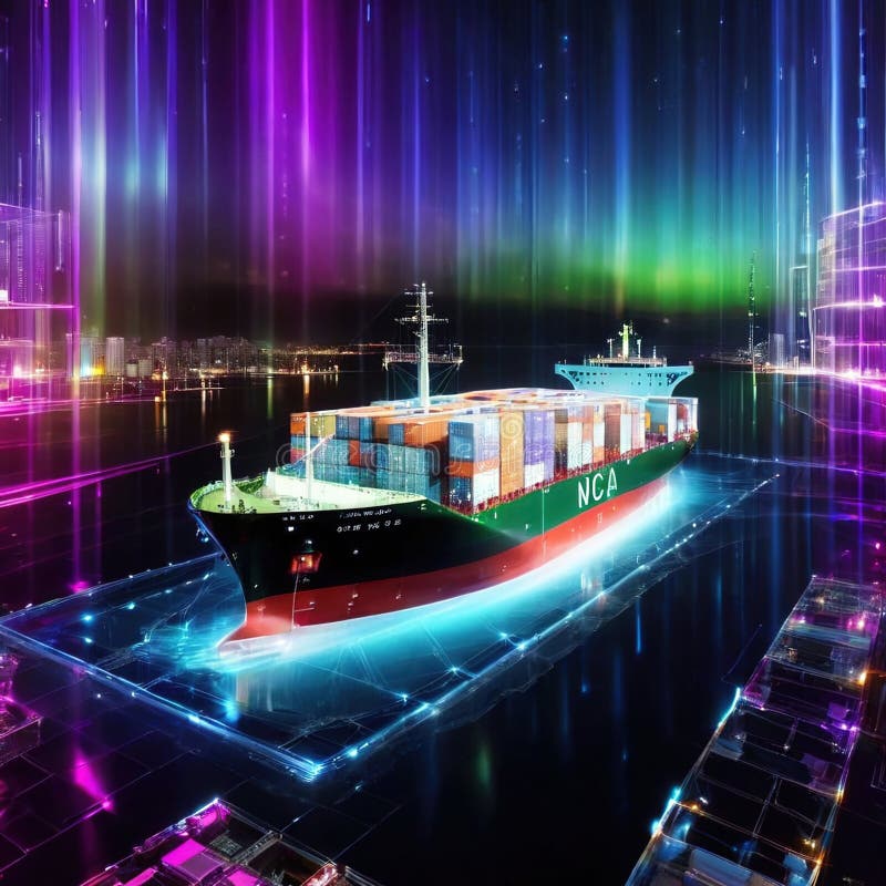 Smart Logistics and Transportation by Sea with Container Ship Digital ...
