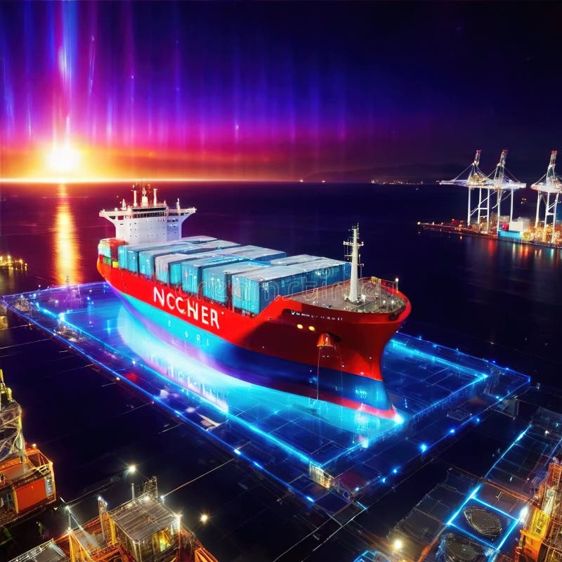 Smart Logistics and Transportation by Sea with Container Ship Digital ...
