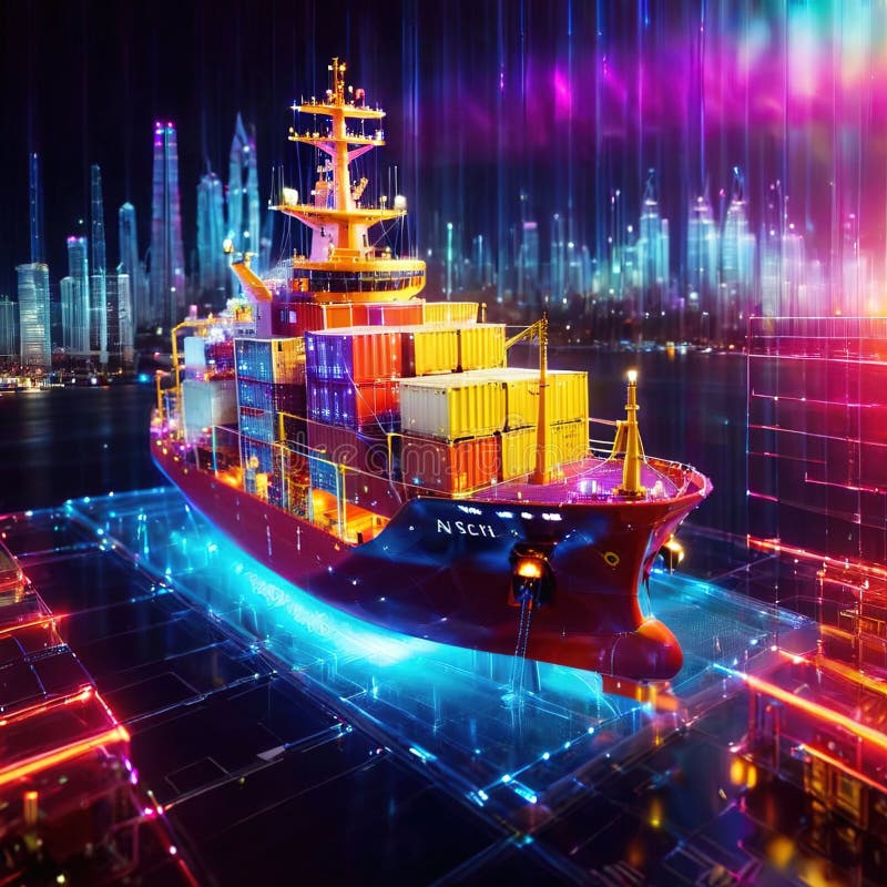 Smart Logistics and Transportation by Sea with Container Ship Digital ...