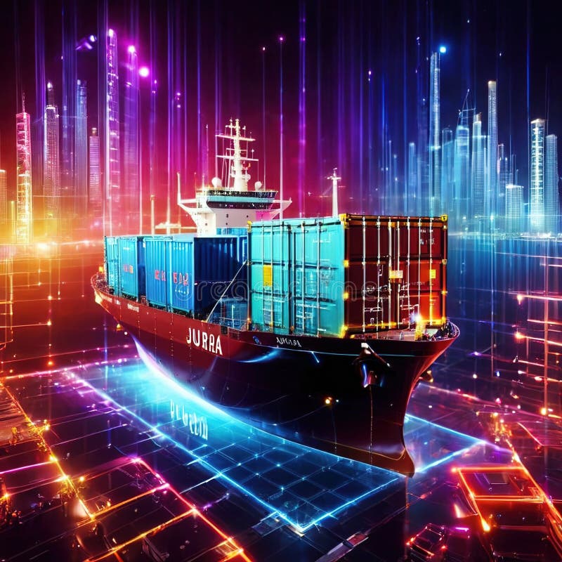 Smart Logistics and Transportation by Sea with Container Ship Digital ...