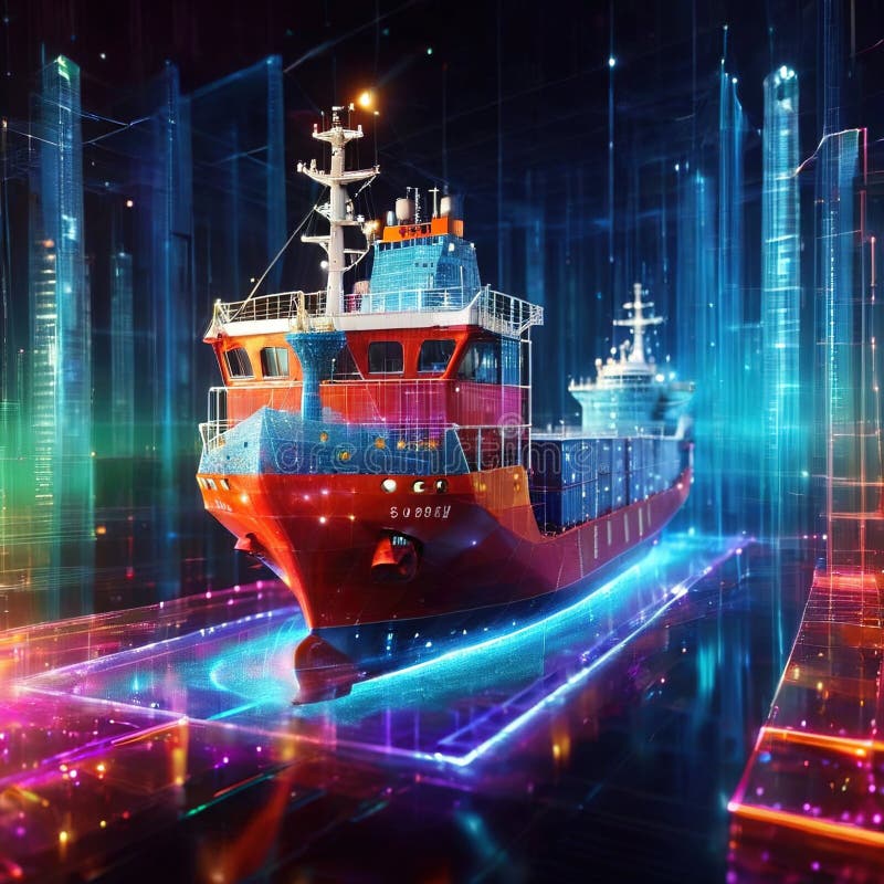 Smart Logistics and Transportation by Sea with Container Ship Digital ...