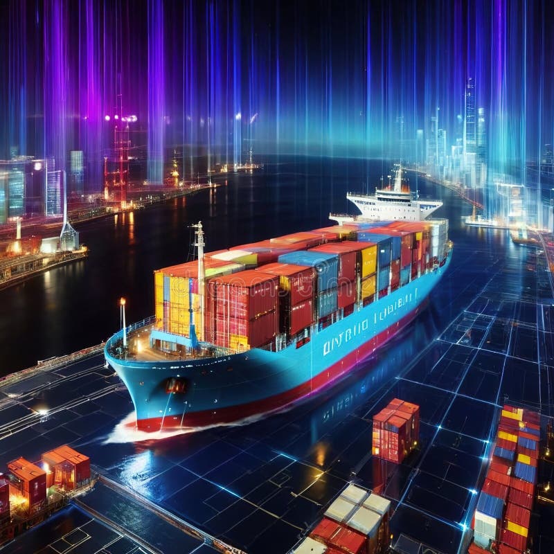Smart Logistics and Transportation by Sea with Container Ship Digital ...