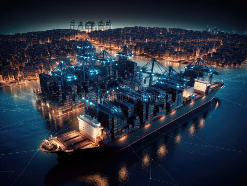 Smart Logistics and Warehouse Technology Concept, Container Cargo ...