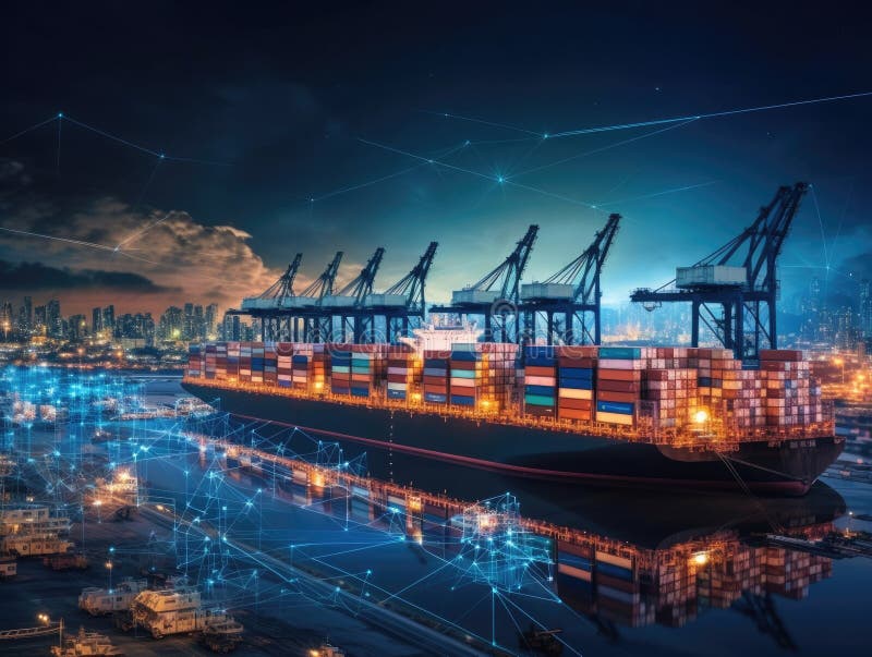 Smart Logistics and Warehouse Technology Concept, Container Cargo ...