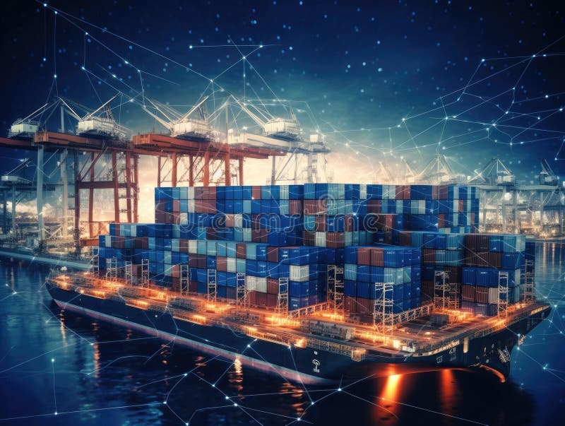 Smart Logistics and Warehouse Technology Concept, Container Cargo ...