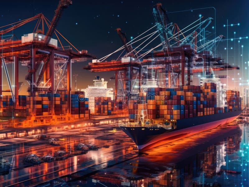 Smart Logistics and Warehouse Technology Concept, Container Cargo ...