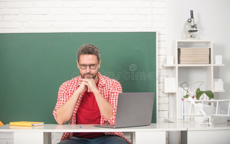 Smart Looking Guy Glasses Study at Classroom, Teachers Day Stock Photo ...